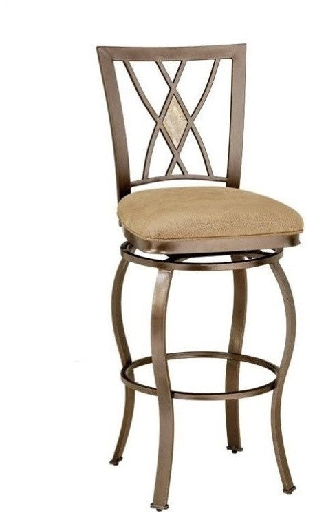 Hillsdale Brookside 30" Diamond Back Swivel Bar Stool in Metallic Brown ...
