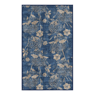 Washable Hydrangea Area Rug, Rectangle 6'x9' - Contemporary - Area Rugs ...