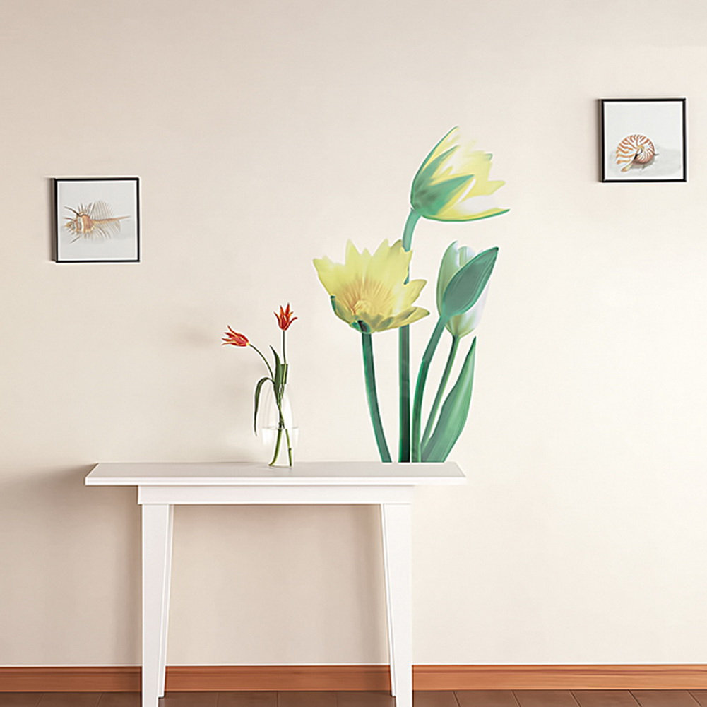 Yellow Lotus - Large Wall Decals Stickers Appliques Home Decor - Asian ...