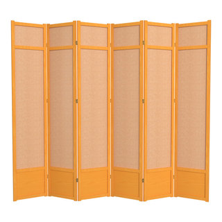 7' Tall Jute Shoji Screen, 6 Panels - Asian - Screens And Room Dividers ...