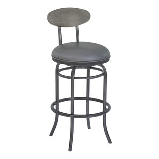 Davis 30" Bar Height Metal Swivel Barstool in Vintage Gray Faux Leather ...
