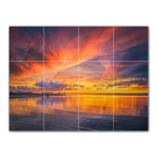 Sunset Ceramic Tile Wall Mural HZ500986, 32" Wide x 24" High - Beach ...