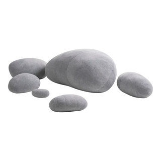 6-Piece Pebble Stone Rock Pillows Light Gray - Contemporary ...