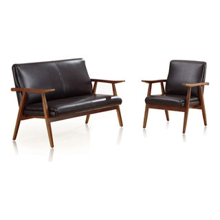 ArchDuke 2-Piece Loveseat and Armchair, Black and Amber - Midcentury ...