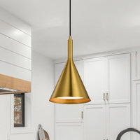 Carson 1-Light Gold Metal Cone Hanging Kitchen Pendant Light - Modern ...