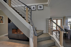 How to best deal with prominent railings in split level home