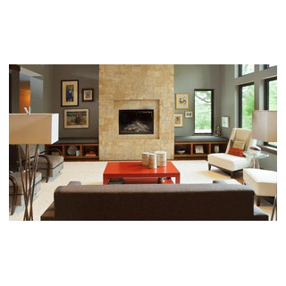 Eldorado Stone-Pearl White Coastal Reef Fireplace - Modern - Sacramento ...
