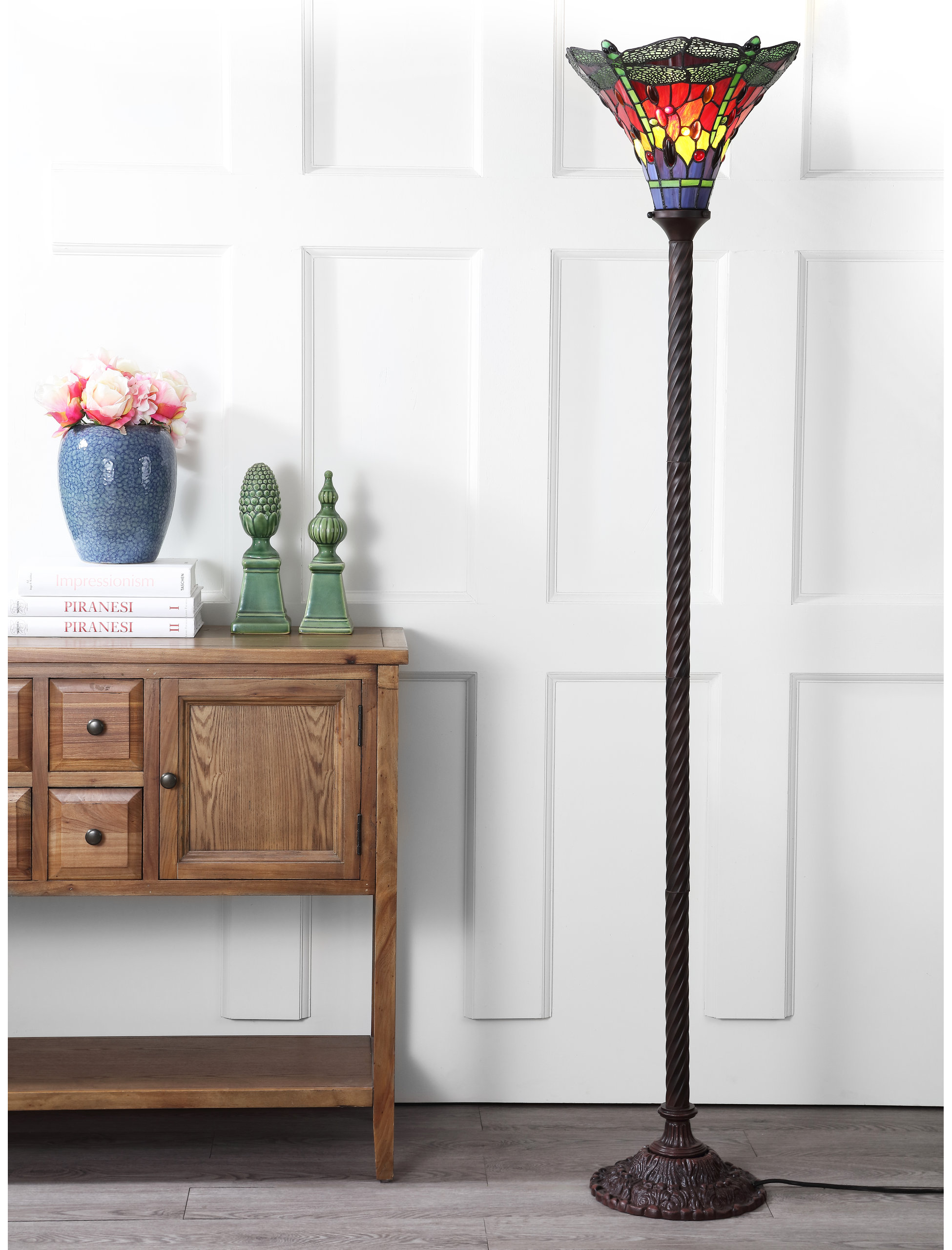 Dragonfly Tiffany-Style Torchiere Floor Lamp - Victorian - Floor Lamps ...