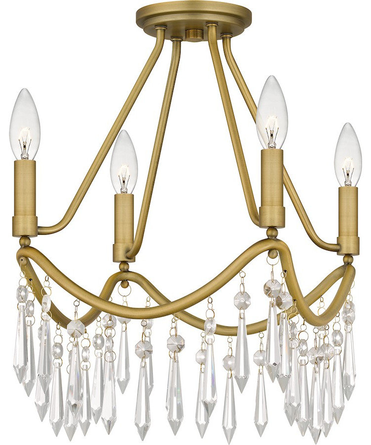 Quoizel Airedale 4 Light Semi-Flush Mount, Aged Brass - AID1712AB ...