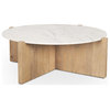 Bianca Light Brown Wood With Round Marble Top Coffee Table ...