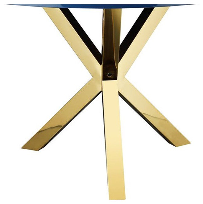 Pangea Home Remi Modern Lacquer & Polished Steel Metal Dining Table in ...