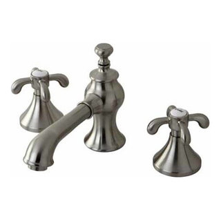 Widespread Lavatory Faucet, Brass English Country Pop-up Drain, Satin ...