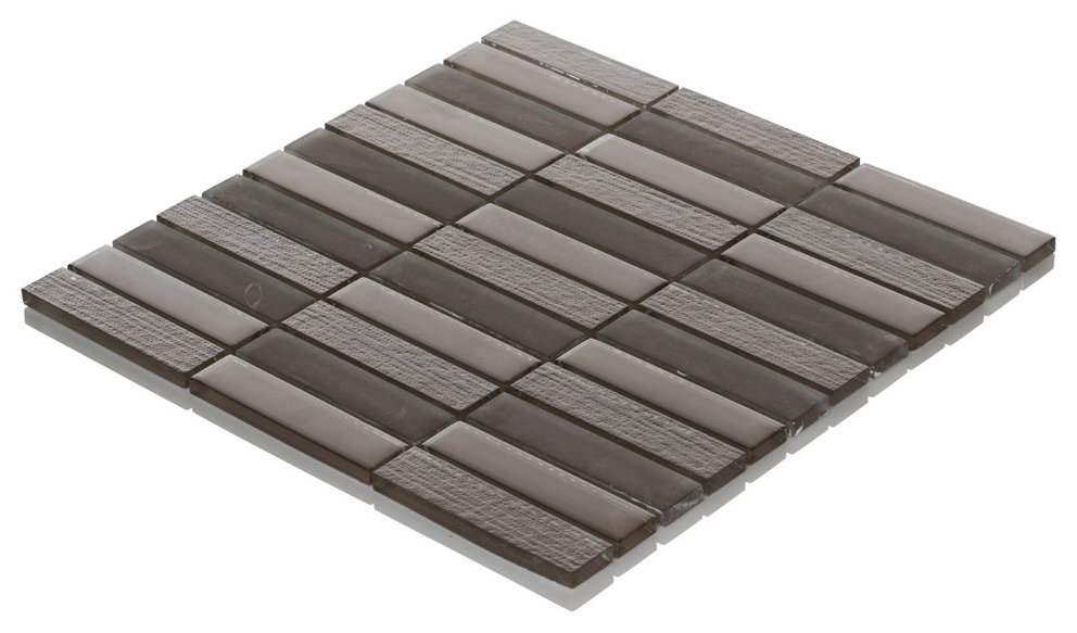 Brown Glass Mosaic Tile Texture Matte Stack Wall Backsplash, Sample ...