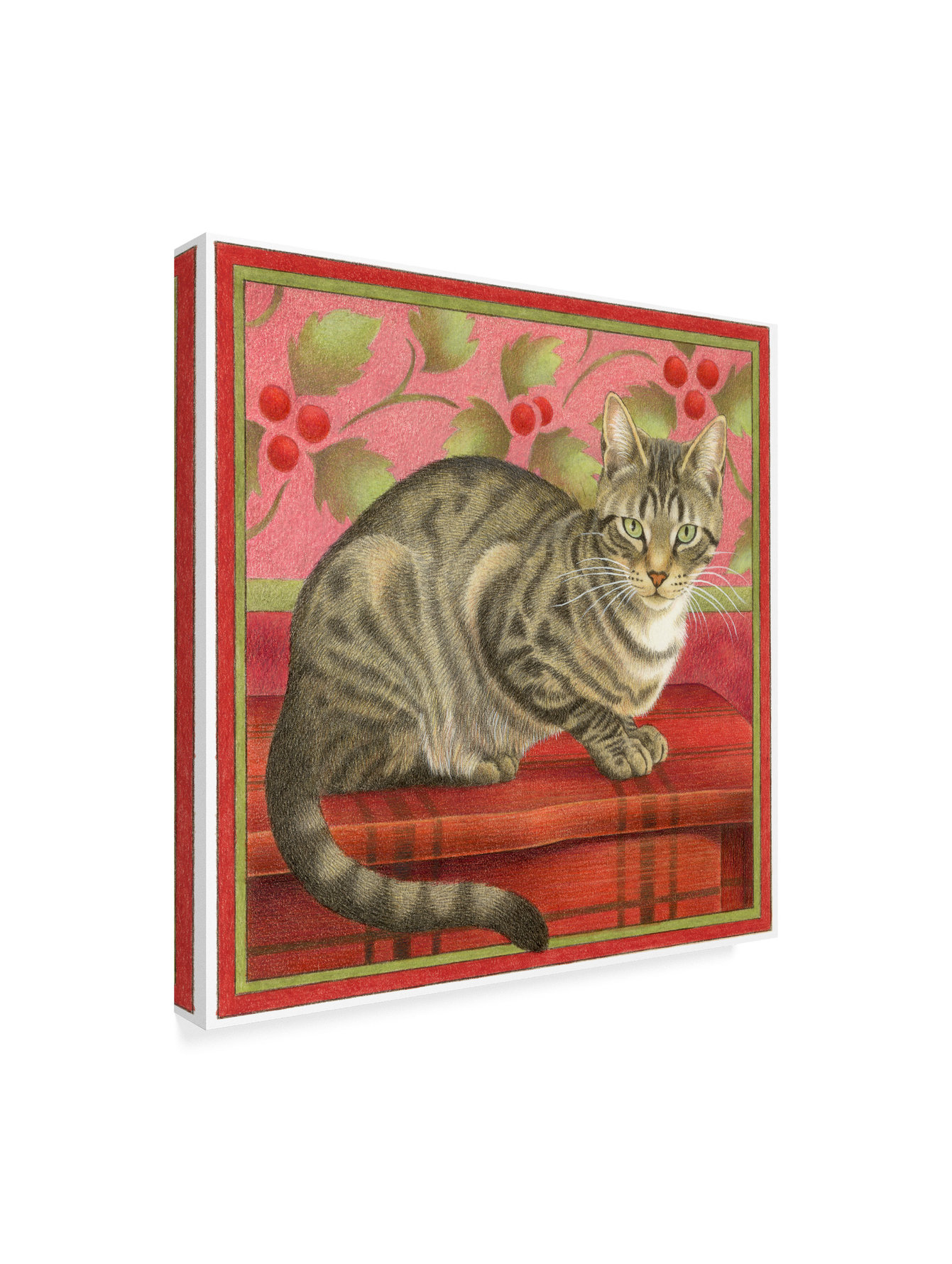 Francien Van Westering 'Gray Cat On Red' Canvas Art, 24"x24 ...