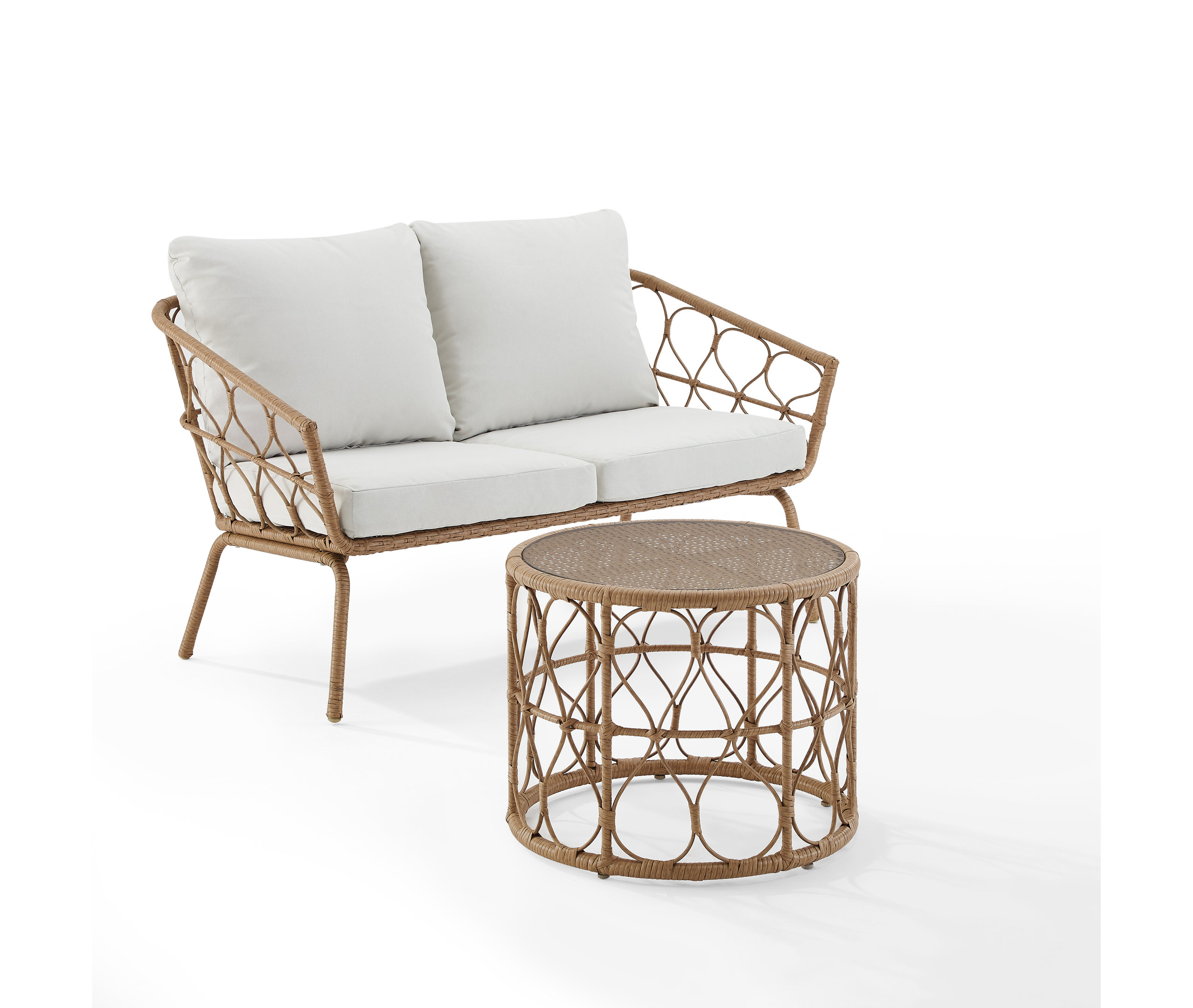 Juniper 2Pc Outdoor Wicker Conversation Set - Tropical - Outdoor Lounge ...