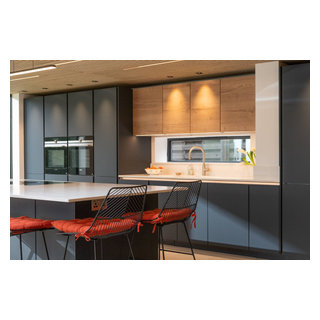 Luxurious Fjord Blue and Oak Kitchen in Wilstone - Modern - Kitchen ...