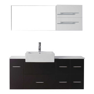 Hazel 55" Single Bath Vanity, Espresso, White Ceramic Top, Sink, Faucet ...