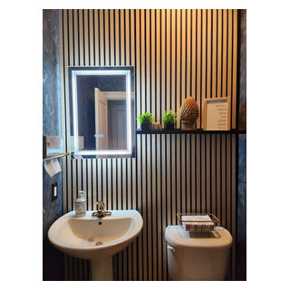 Slat Wall Powder Room Reno - Scandinavian - Powder Room - DC Metro - by ...