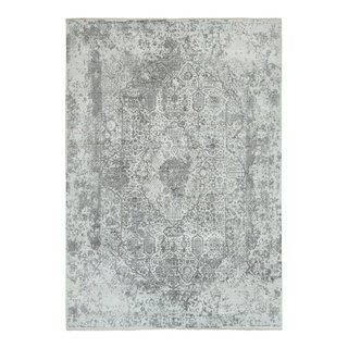 Gainsboro Hand Knotted Wool and Silk Zoroastrian Design Rug, 9'11"x14 ...