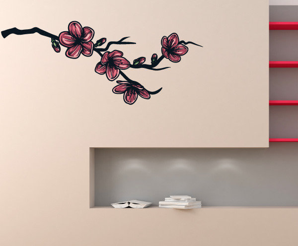 Floral Flower Vinyl Wall Decal FloralFlowerUScolor097, 42 in ...