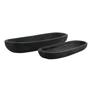 S/2 18/24" Wood Decor Plates, Black - Rustic - Decorative Plates - by ...
