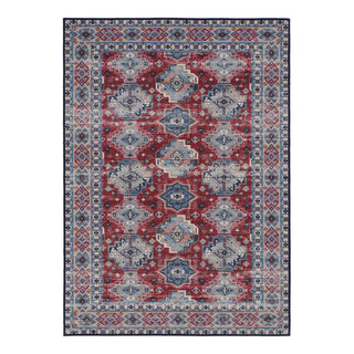 RugSmith Red Orissa Distressed Boho Area Rug, 3'x5', 5'x7 ...