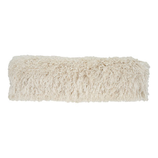 Mina Victory Shag Yarn Shimmer Shag 5" X 20" Ivory Indoor Throw Pillow ...