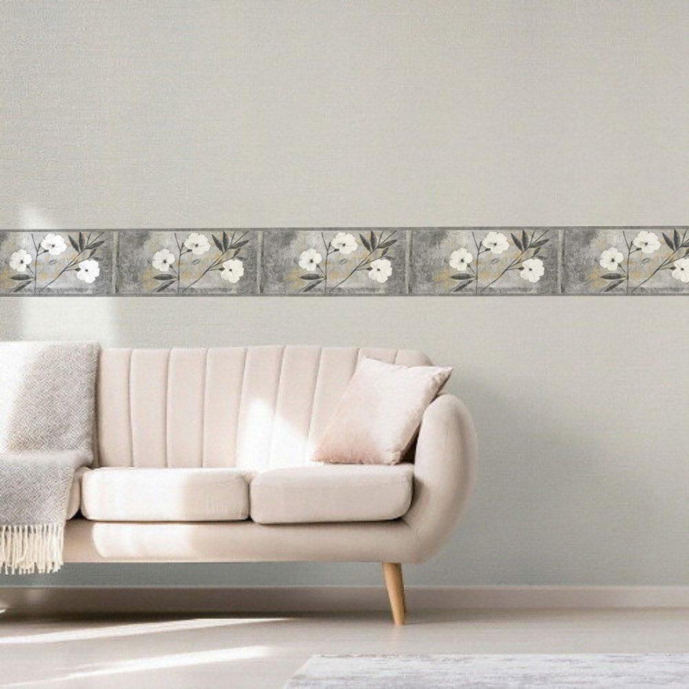 Abstract Flowers Peel and Stick Wallpaper Border 15'x7", Roll 15 ft. x ...
