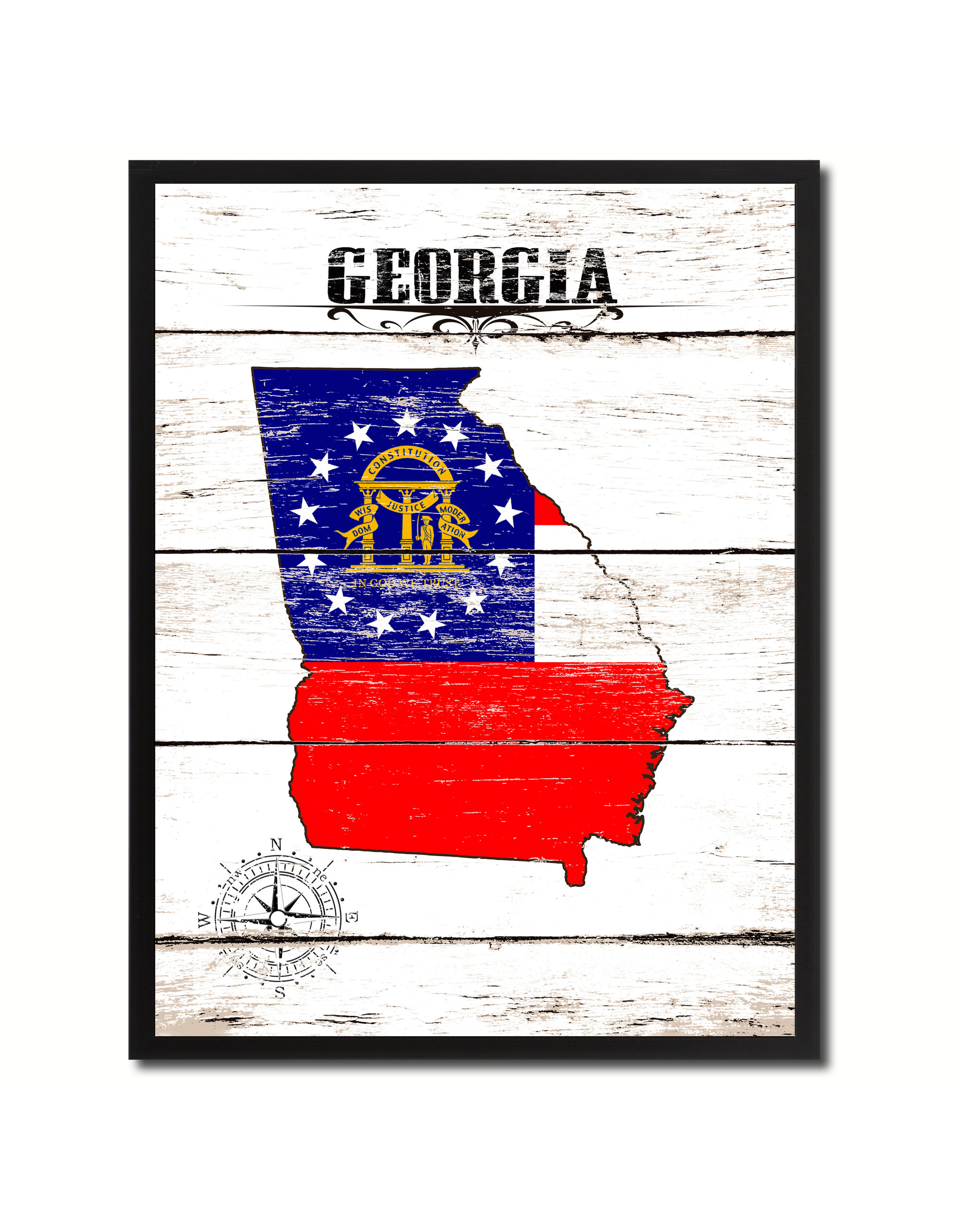 Georgia State Flag Canvas, 28"x37", 13"x17" - Beach Style - Prints And ...