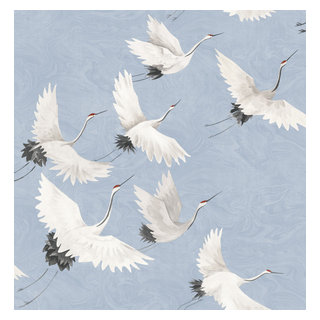 Windsong Periwinkle Crane Wallpaper - Contemporary - Wallpaper - by ...