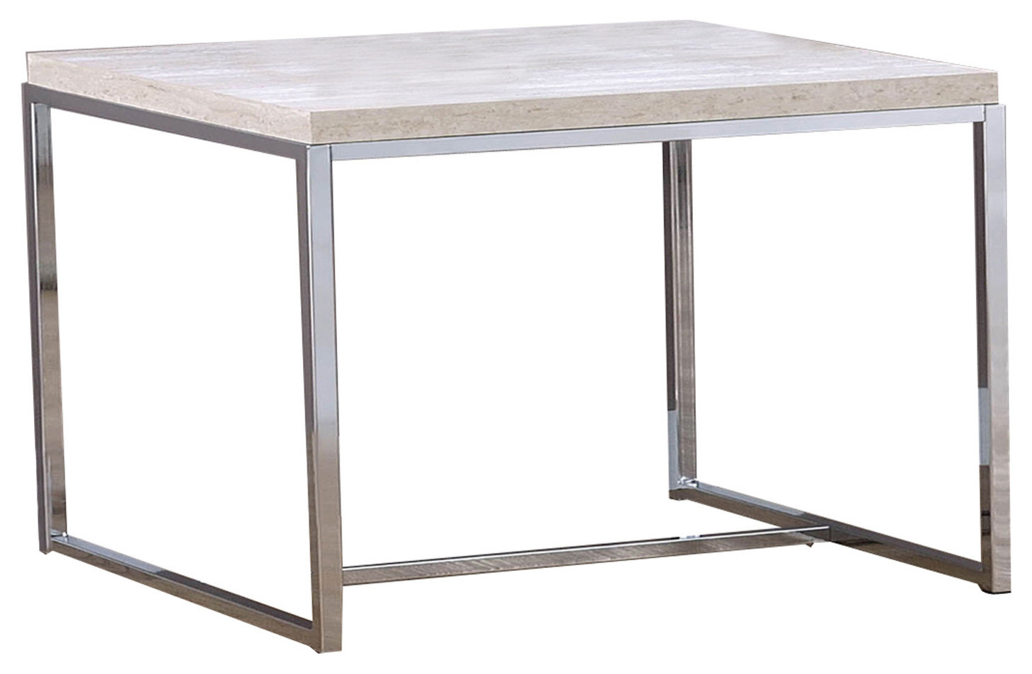 Benzara Wood and Metal End Table with Sled Base ,White and Silver ...