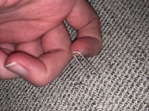 Loose couch thread - west elm andres in tweed