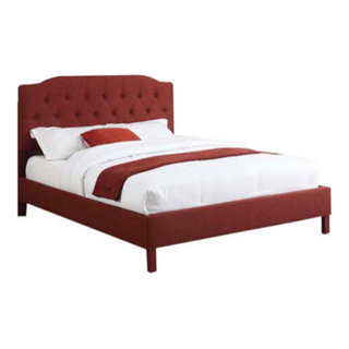Clive Queen Bed Red Linen - Contemporary - Platform Beds - by BuyDBest ...