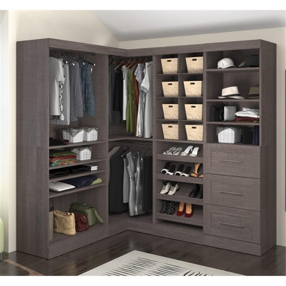 Bestar Pur 83W Walk-In Closet Organizer in White - Engineered Wood ...