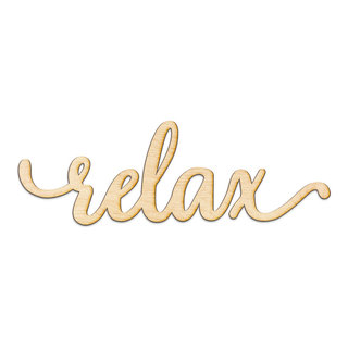 Relax Script Wood Word Wall Art Sign, 12" wide x 4" tall - Contemporary ...