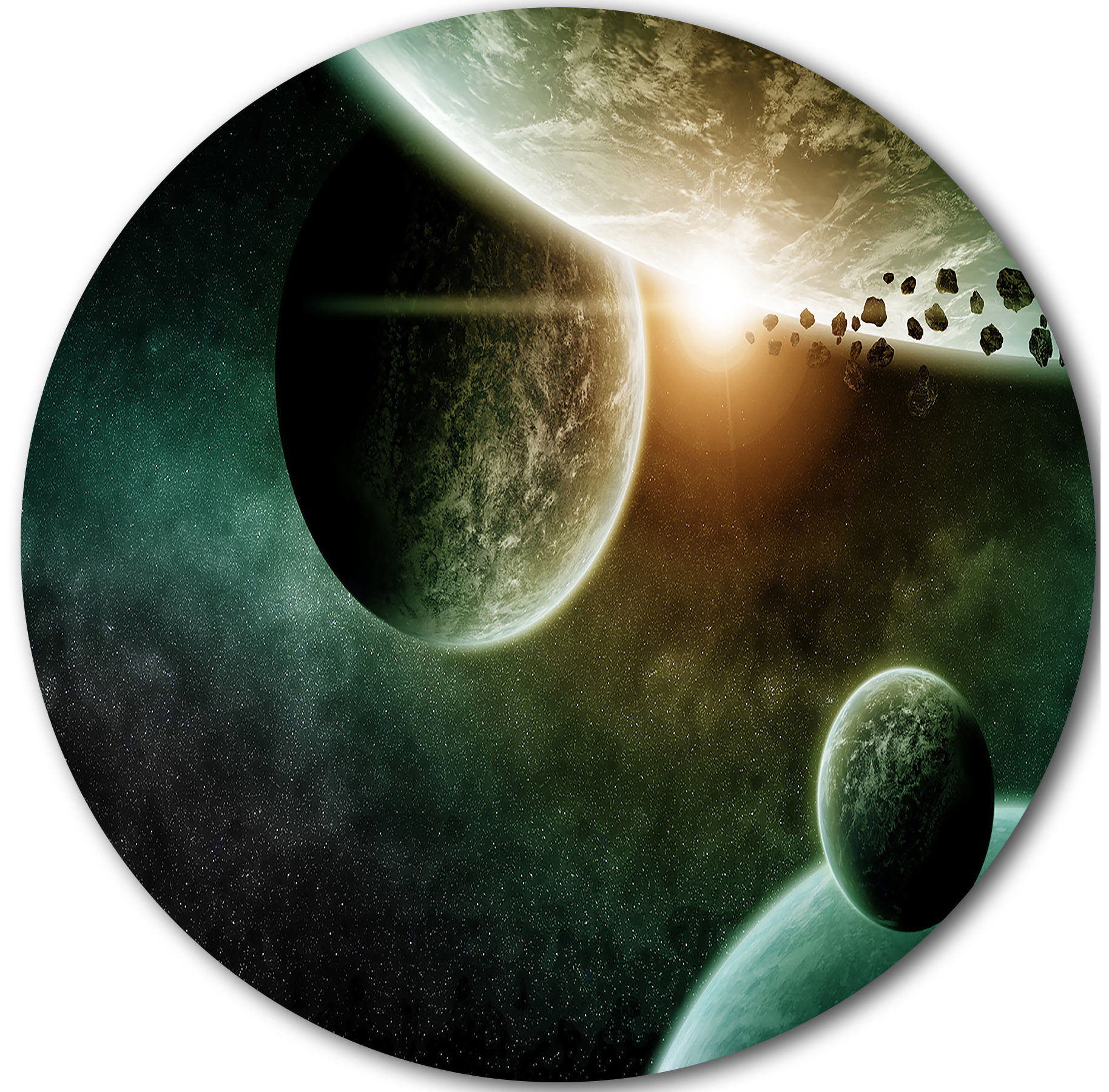 Space Planet Illustration, Contemporary Disc Metal Artwork, Disc of 23 ...