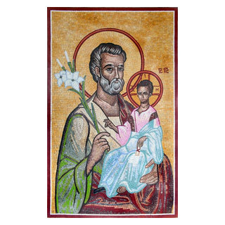 Mosaic Portrait, Saint Joseph, 42" x 66" - Traditional - Tile Murals ...
