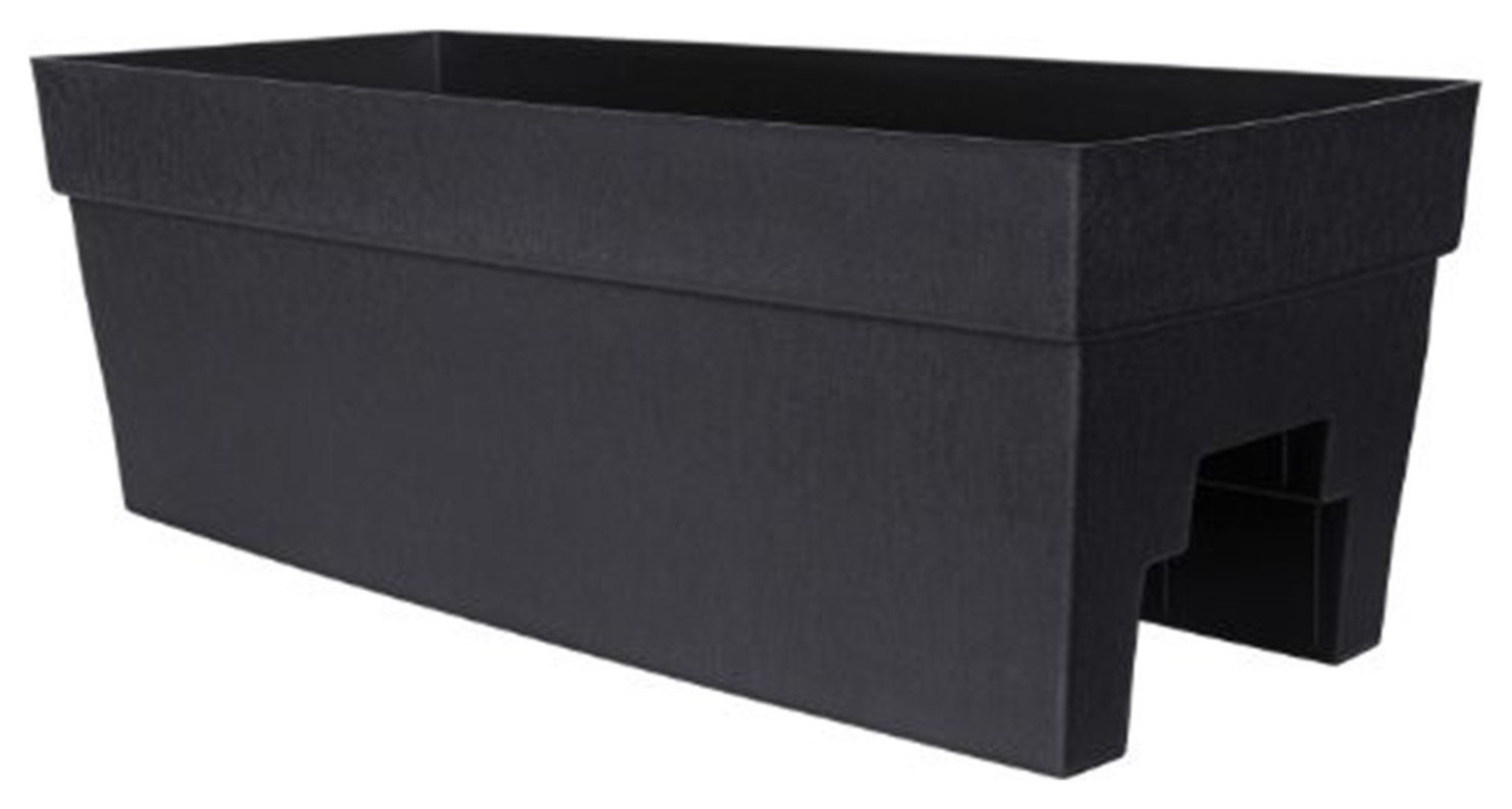 DCN Plastic Self-Watering Harmony Rail Planter, Black, 27 ...