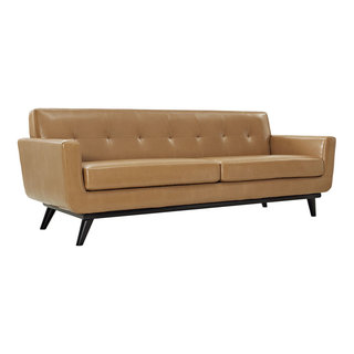 Modern Contemporary Leather Sofa, Tan Leather - Midcentury - Sofas - by ...