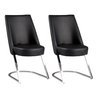 Slight Concave Back Side Chair - Set Of 2, Black - Contemporary ...