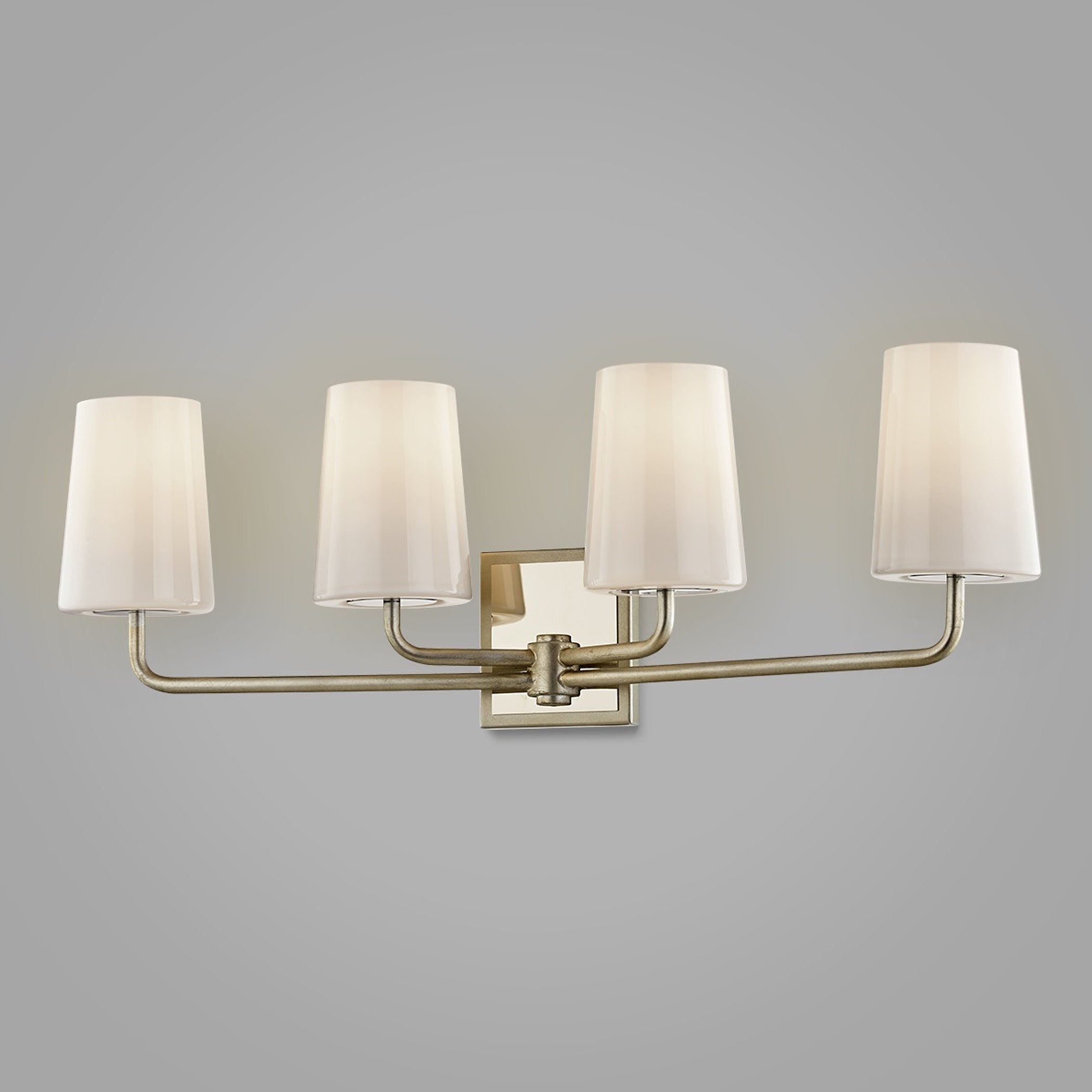 Simone 4 Light Vanity - Silver Leaf Polished Nickel Finish - Opal White ...