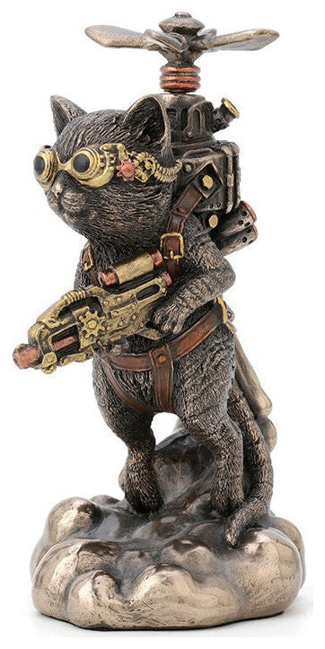 Steampunk Cat Propeller - Figurine Statue Sculpture Art by Veronese ...