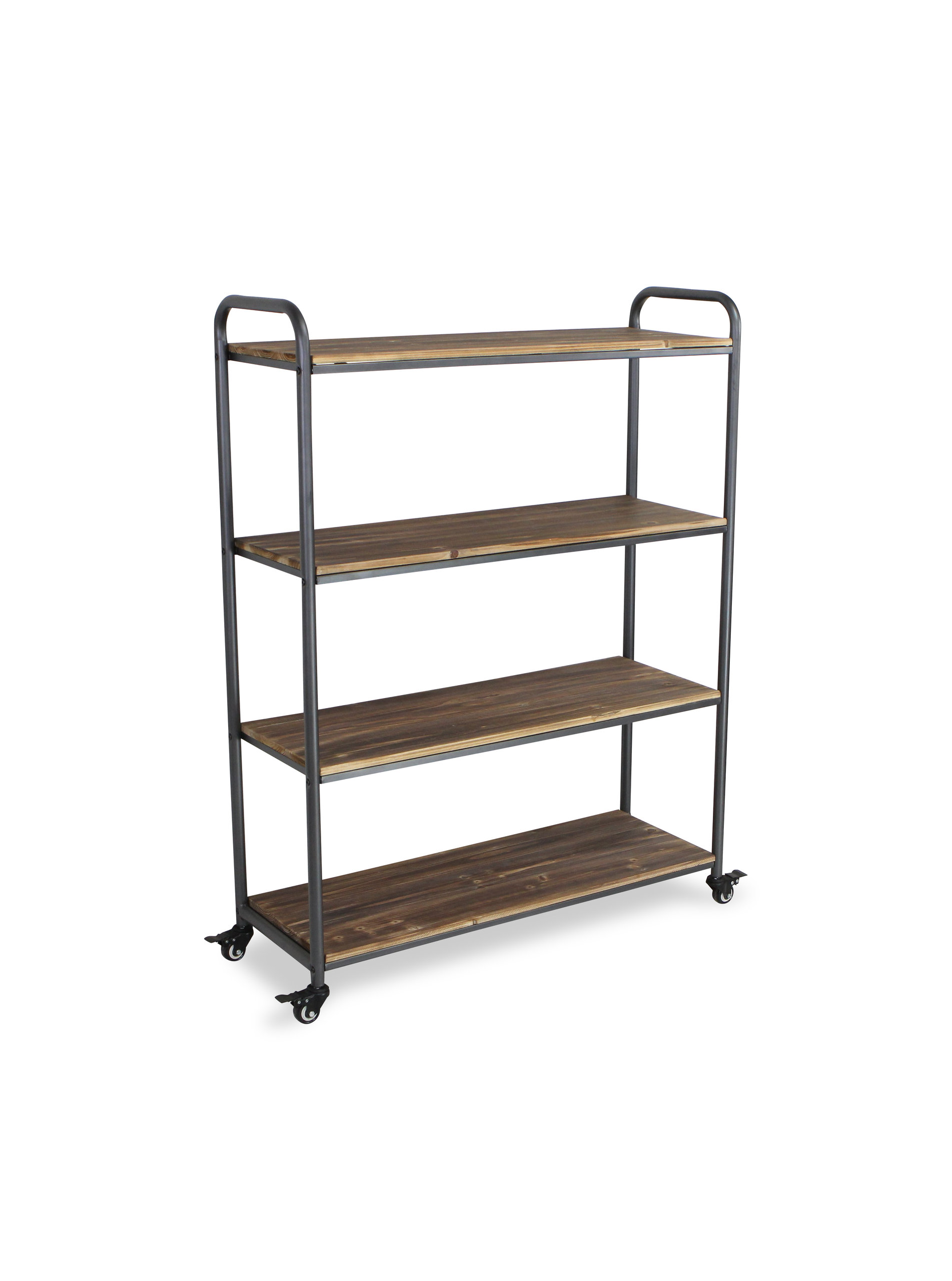 4-Tier Metal and Wood Caster Cart, Brown and Gray - Industrial ...