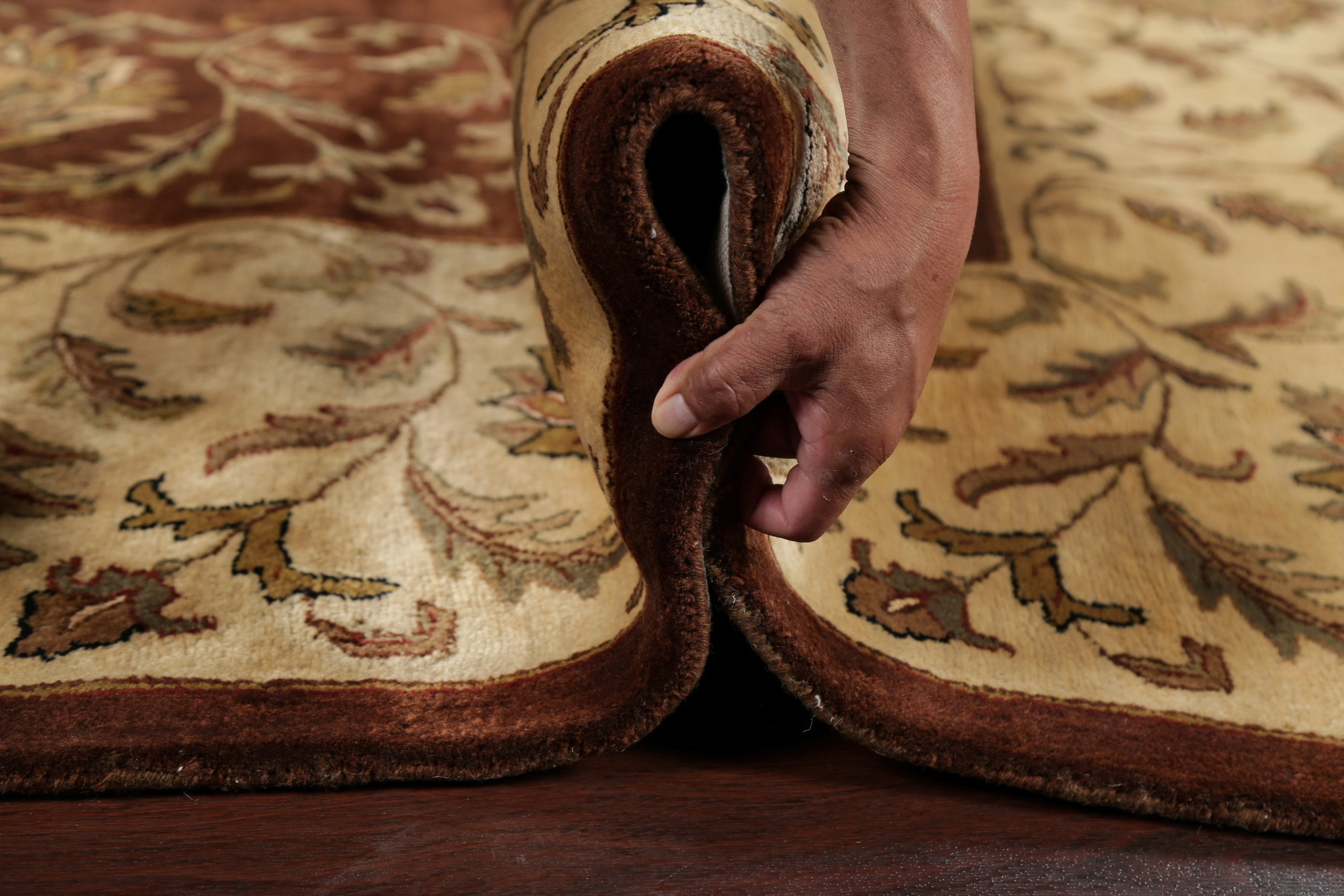 Indian French Toile Carpet Bordered Oriental Hand-Tufted Area Rug ...