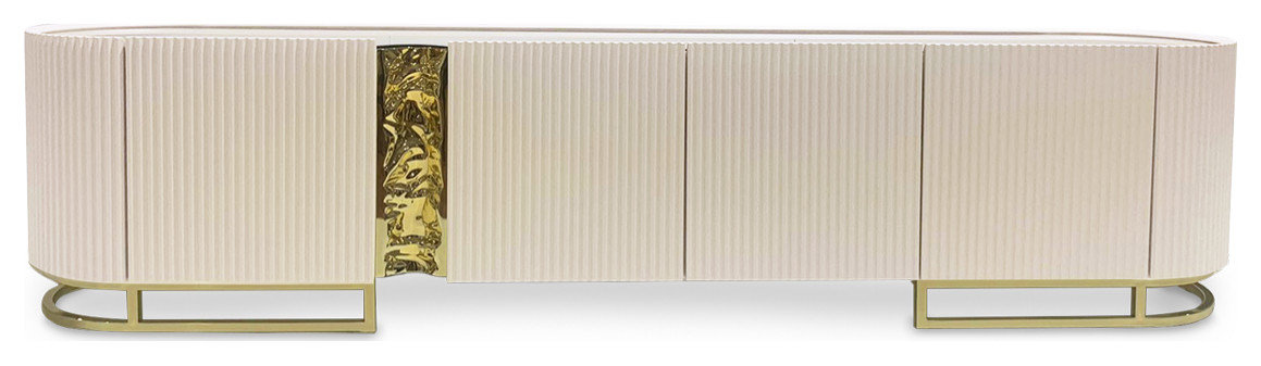 Lisbon Media Cabinet, Silken Matte Cream - Contemporary - Entertainment ...