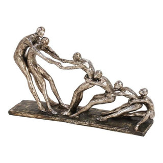 Silver Modern People Sculpture, 11"x15"H - Contemporary - Decorative ...
