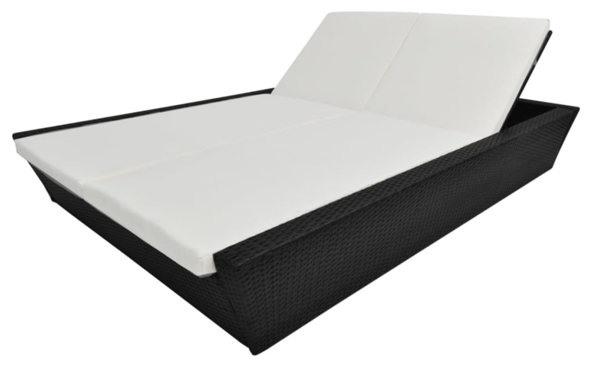 vidaXL Outdoor Lounge Bed With Cushion Poly Rattan Black - Tropical ...