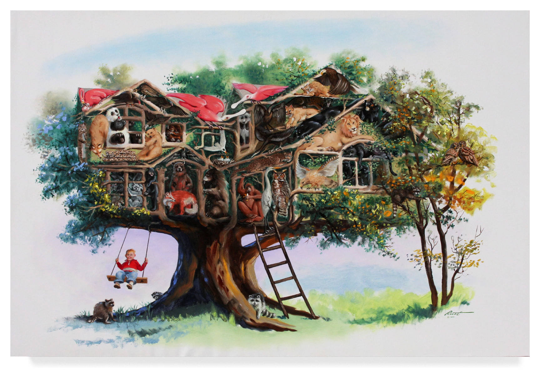 "Treehouse" by D. Rusty Rust, Canvas Art, 16"x24" - Contemporary ...