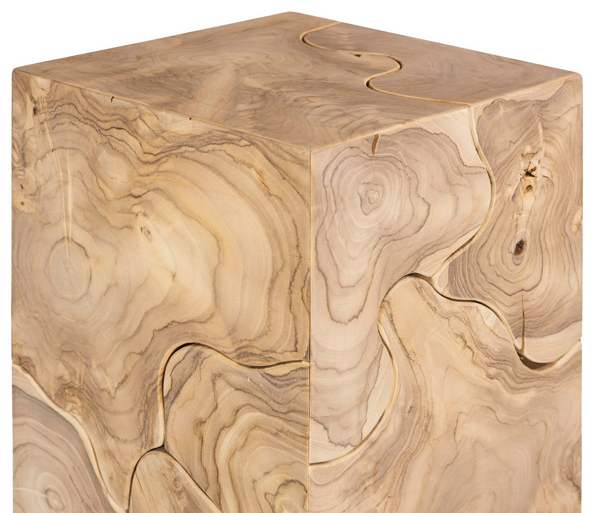 Teak Slice Pedestal, Square, Bleached, Large, 12x12x39"h - Rustic ...