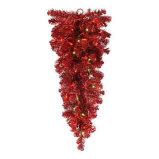 Vickerman G214109LED Red Tinsel Christmas Teardrop Red & Green Mini ...